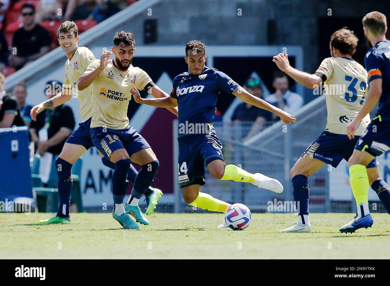 Nishan Velupillay of Melbourne Victory beats Mohamed Al Taay during the ...