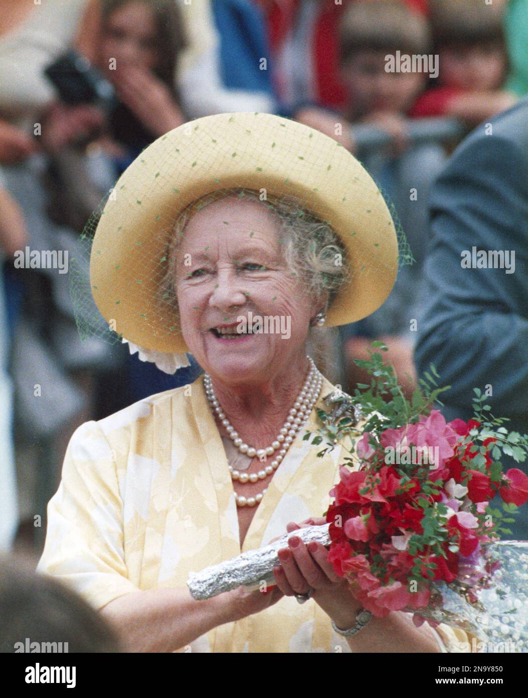 Britain's Queen Elizabeth the Queen Mother, during a visit to Norfolk ...