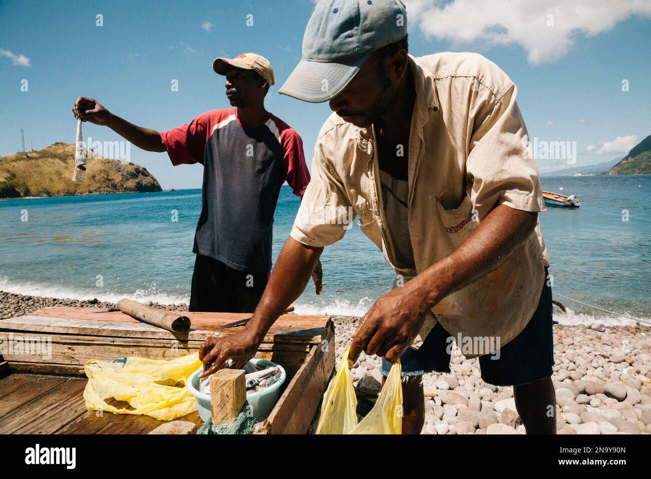 Scene from the small fishing village of Scotts Head on the island of ...