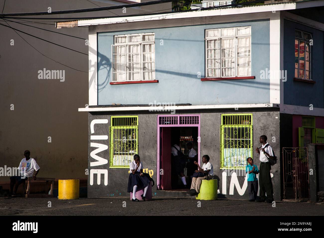Scene from the port capital city of St. George's, Grenada; St. George's ...