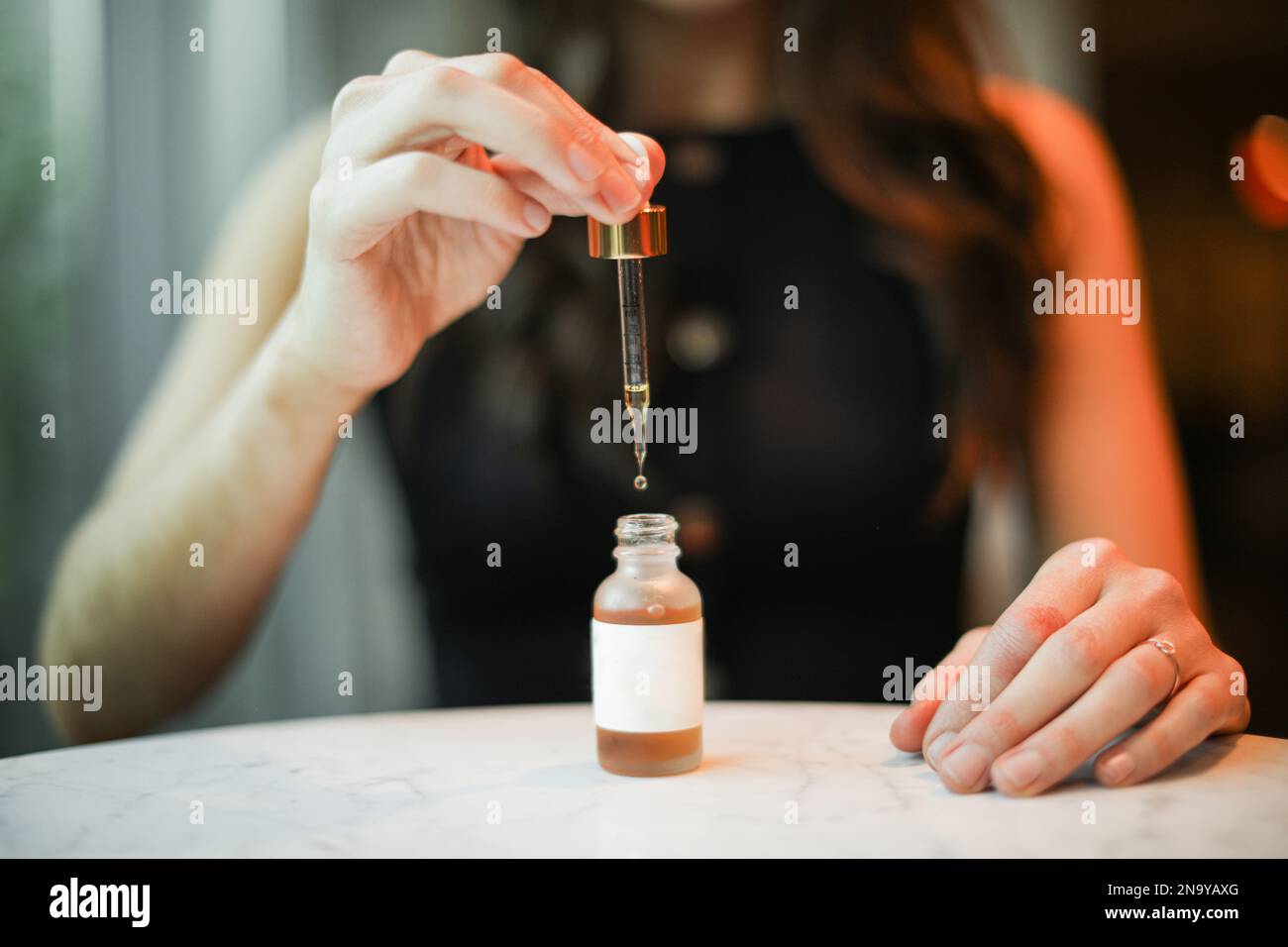 empty label droplet and liquid bottle for product dropper Stock Photo ...