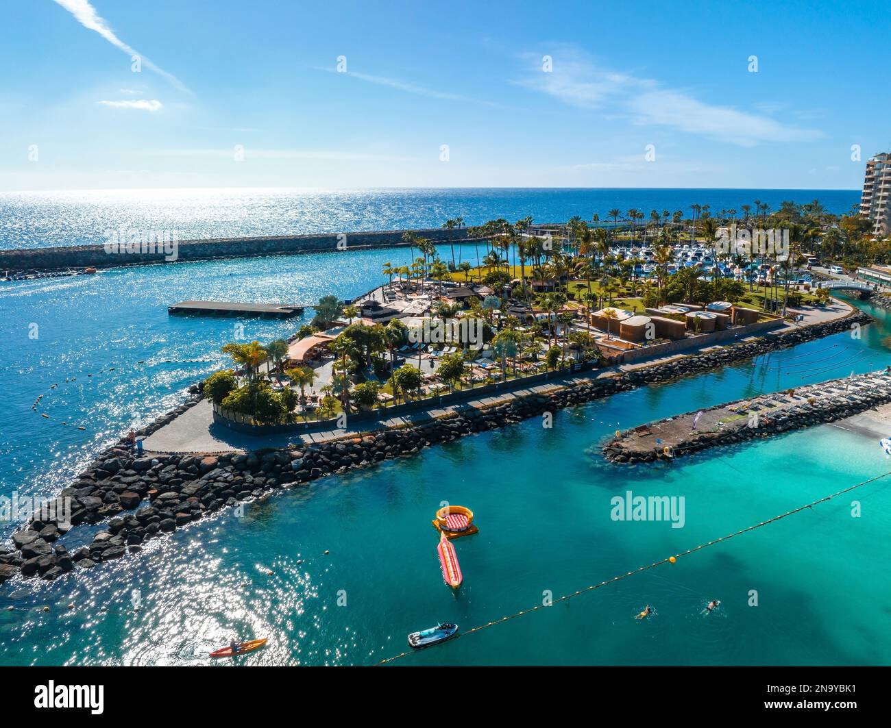 Beautiful aerial landscape with Anfi beach and resort, Gran Canaria ...