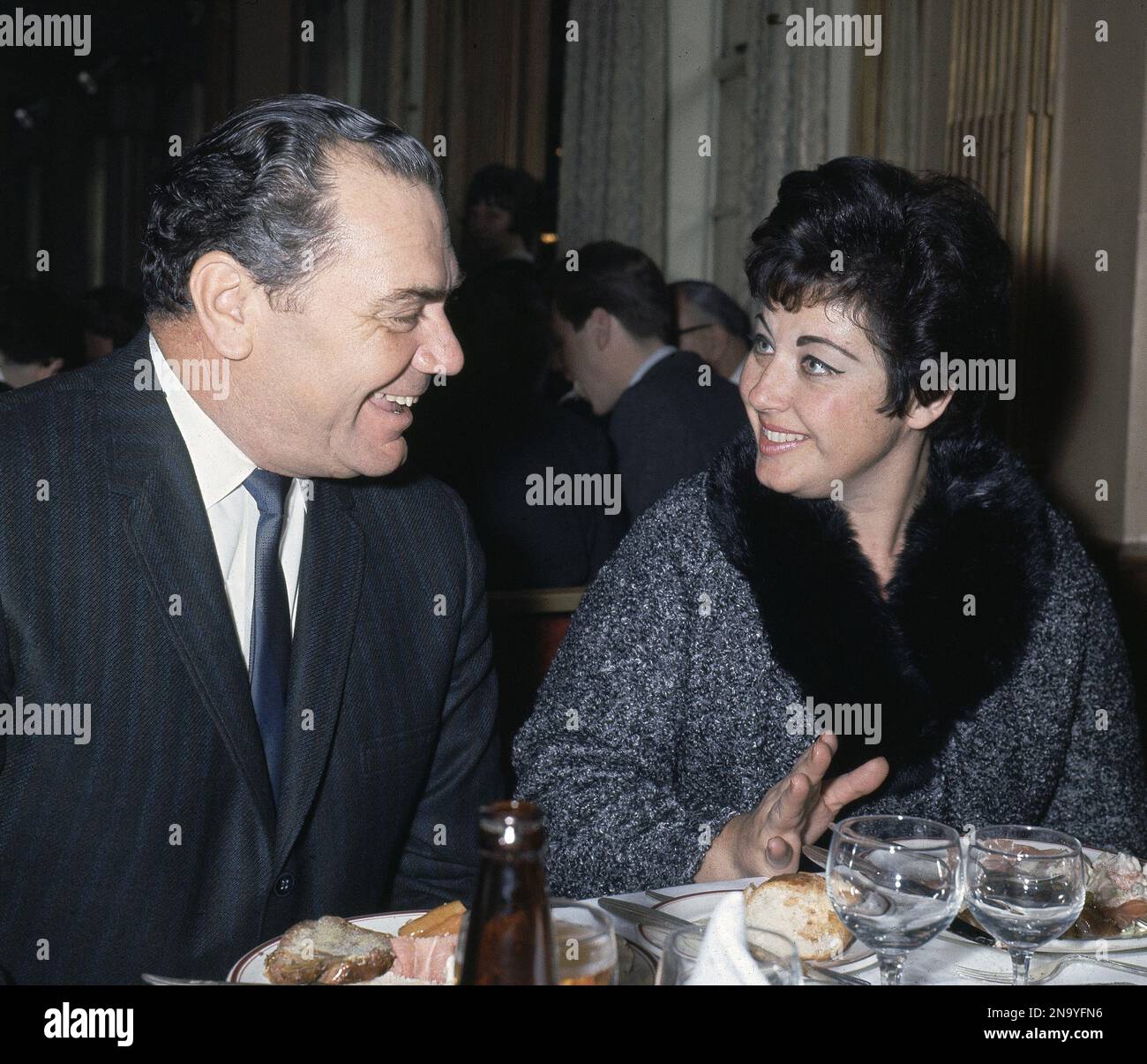 American actor Ernest Borgnine and his wife Donna having lunch at their ...