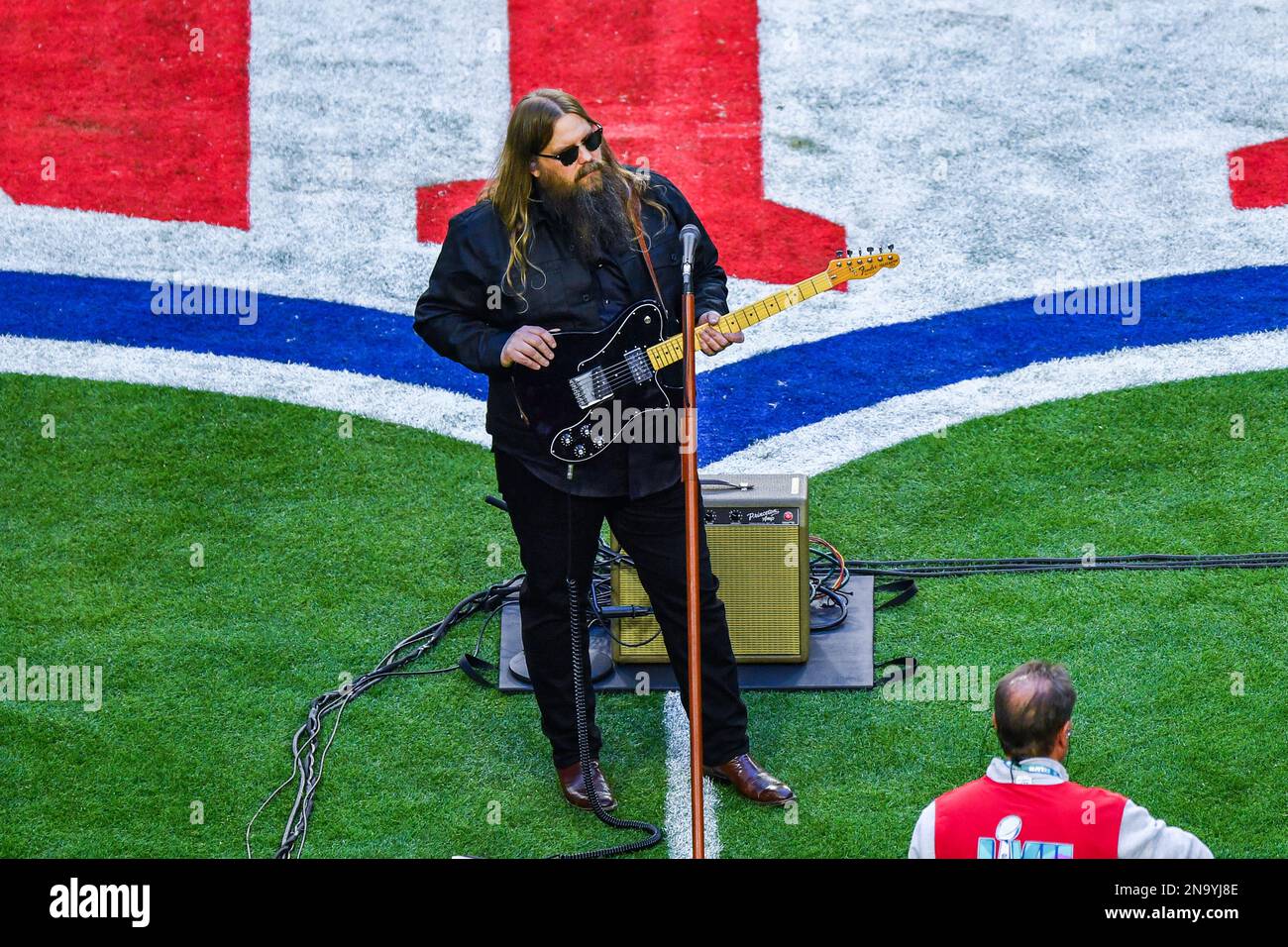 Chris Stapleton performs the National Anthem ahead of Super Bowl LVII ...