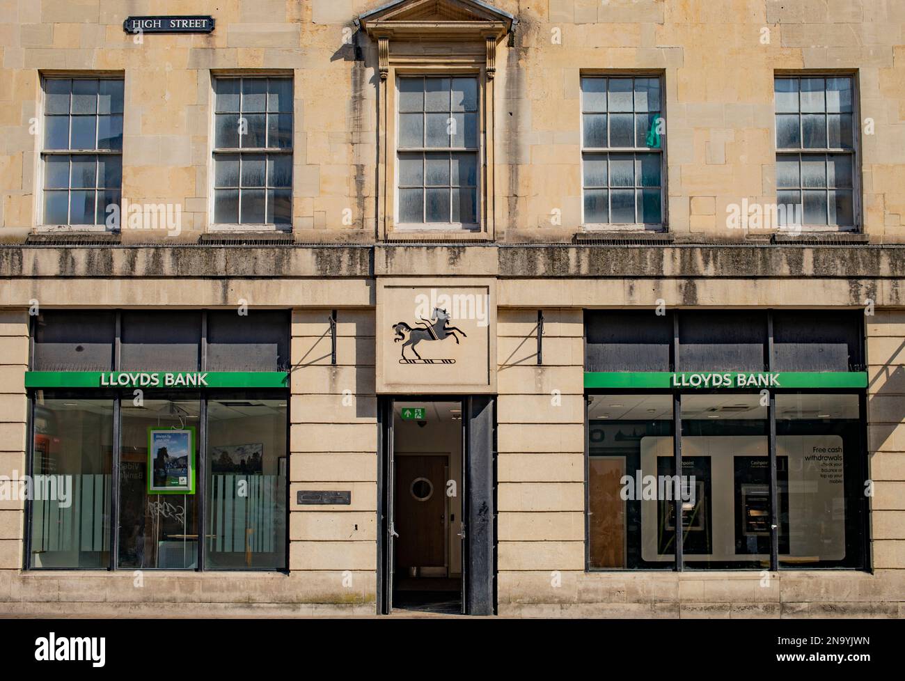 Bank building with front doors open, in the United Kingdom; Oxford ...