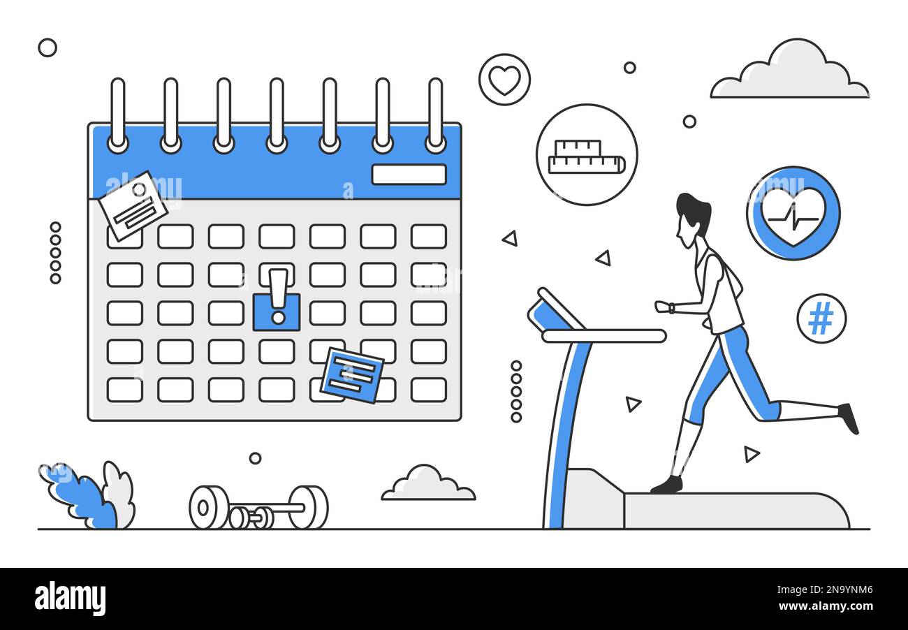 Sport target achievement. Sportsman fitness program, schedule training ...