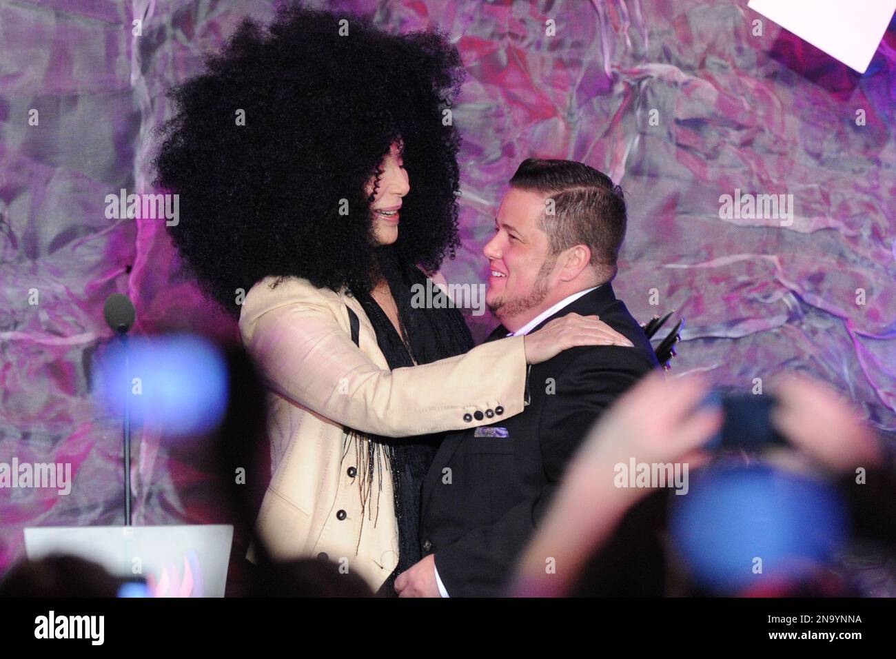 Cher greets her transgender child Chaz Bono at The 23rd Annual GLAAD ...