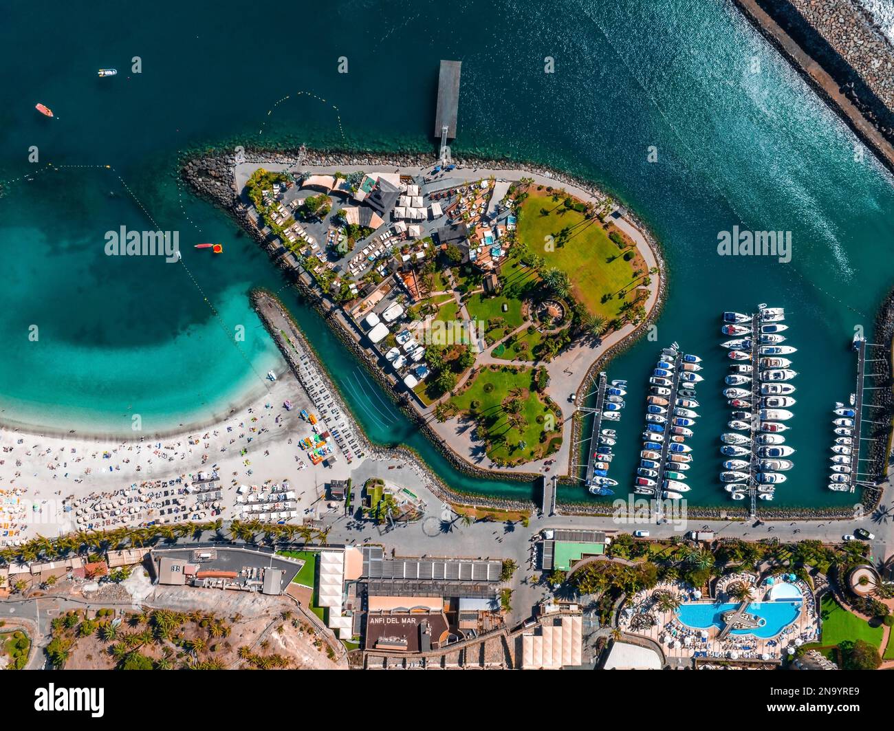 Beautiful aerial landscape with Anfi beach and resort, Gran Canaria ...