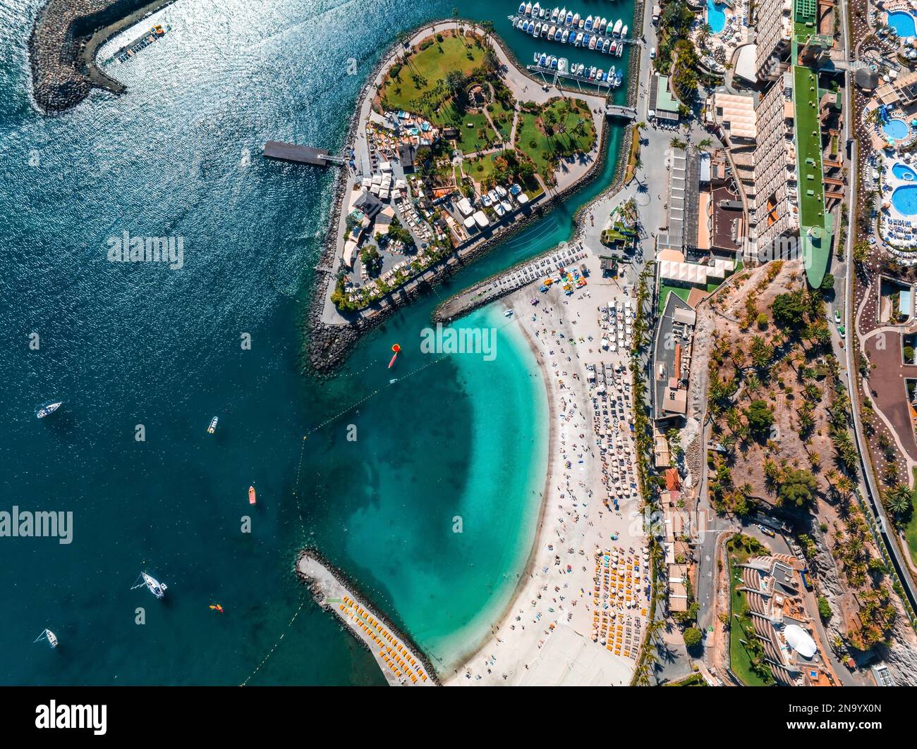 Beautiful aerial landscape with Anfi beach and resort, Gran Canaria ...