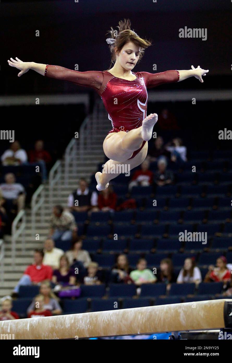 Alabama's Sarah DeMeo competes on the balance beam during the ...