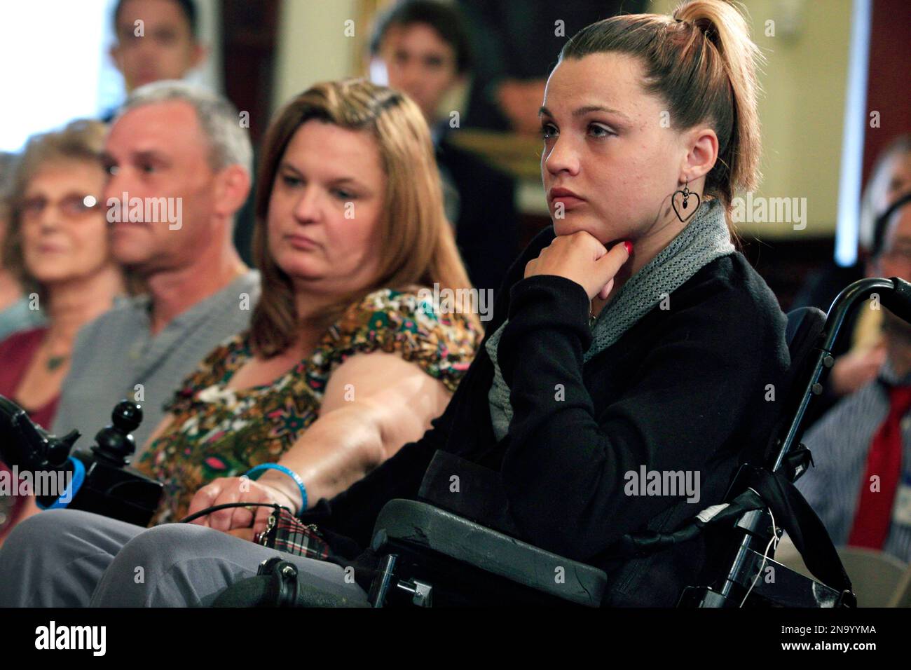 Jessica Rogers, right, is comforted by her mother Terri Rogers, after ...
