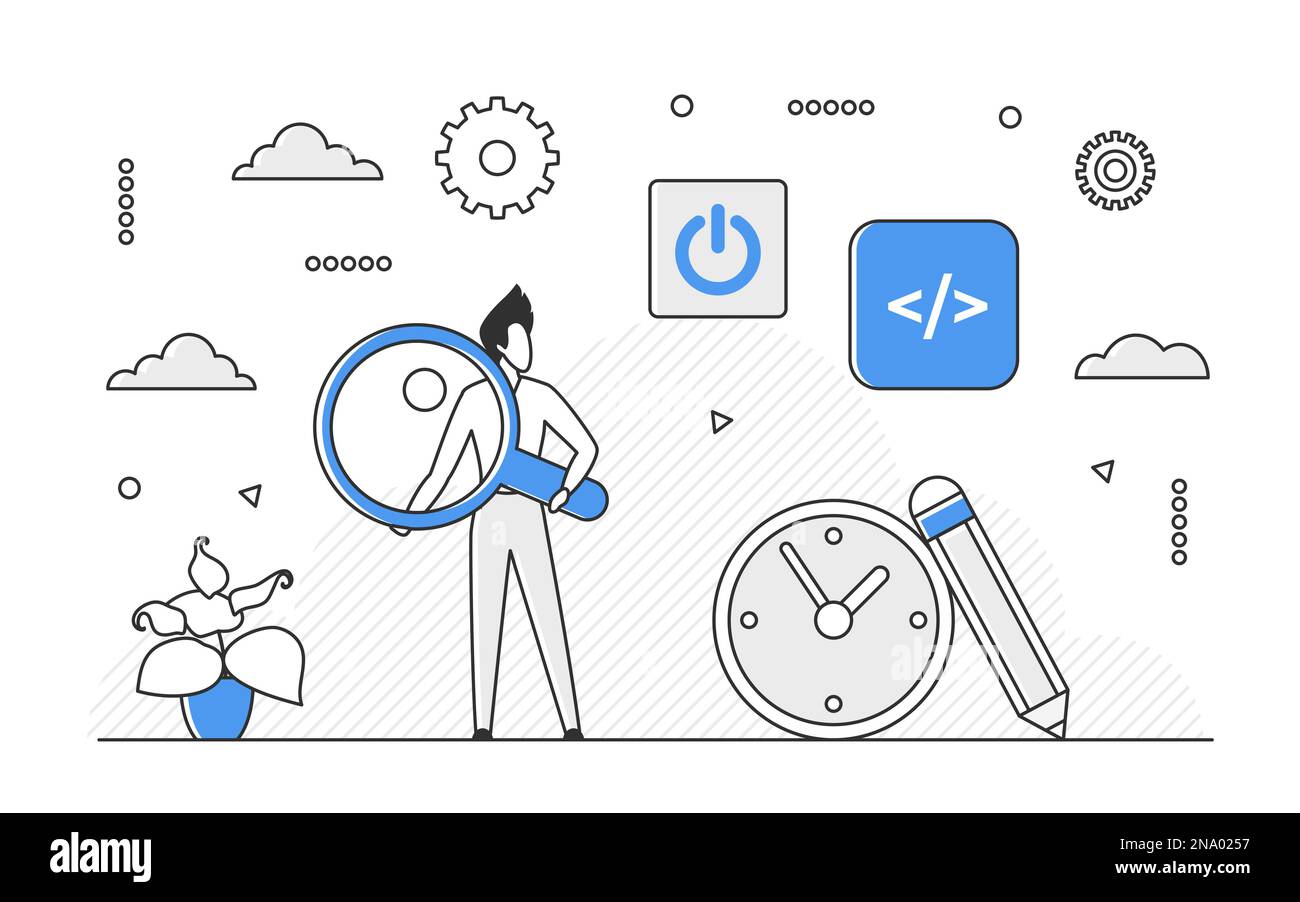 Business time management. Effective time planning, task organizer vector monocolor illustration ...