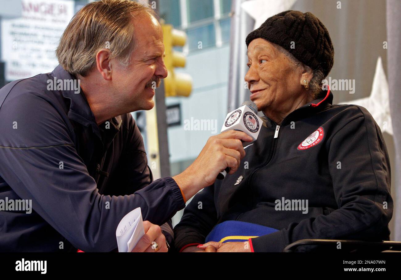 Olympic swimming great John Nabor, left, interviews Alice Coachman, a ...