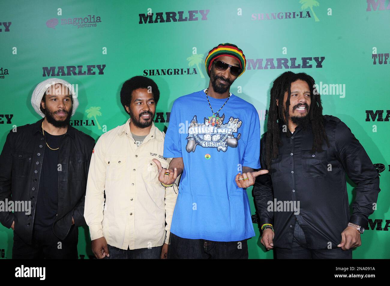Ziggy Marley, from left, Robert Marley, Snoop Dogg, and Rohan Marley ...