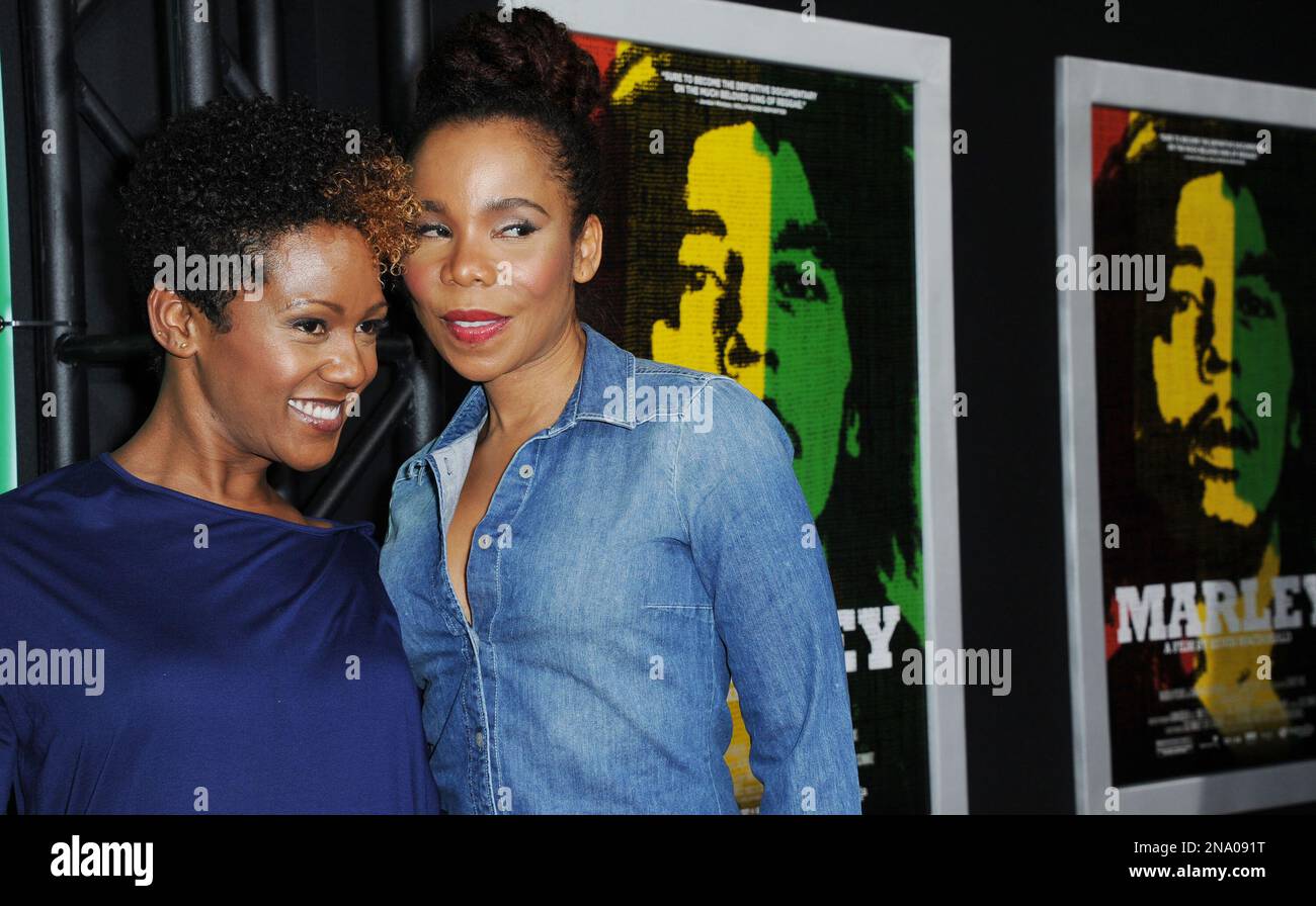 Karen Marley, at left, and Cedella Marley arrive at the premiere of ...