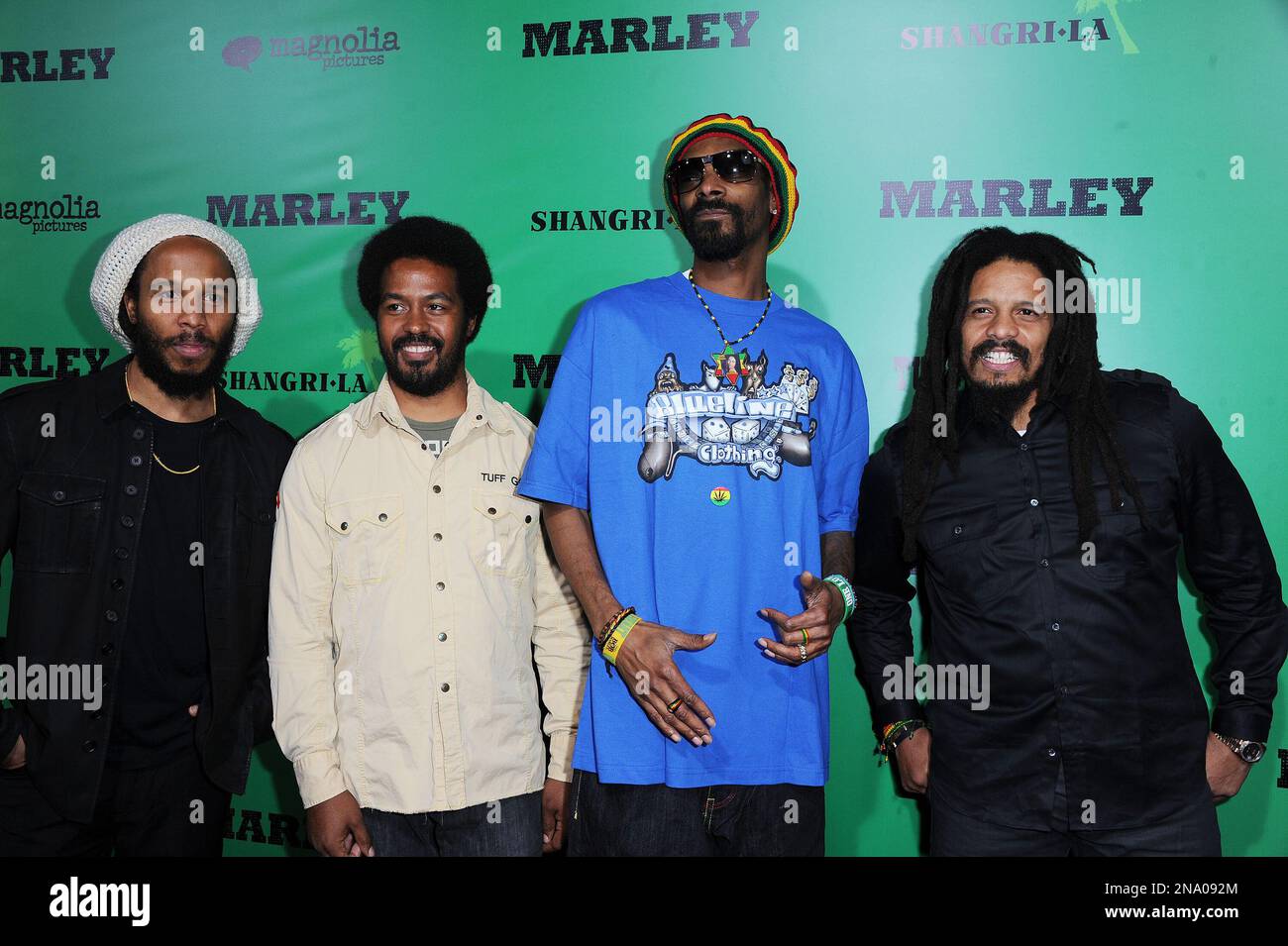Ziggy Marley, from left, Robert Marley, Snoop Dogg, and Rohan Marley ...