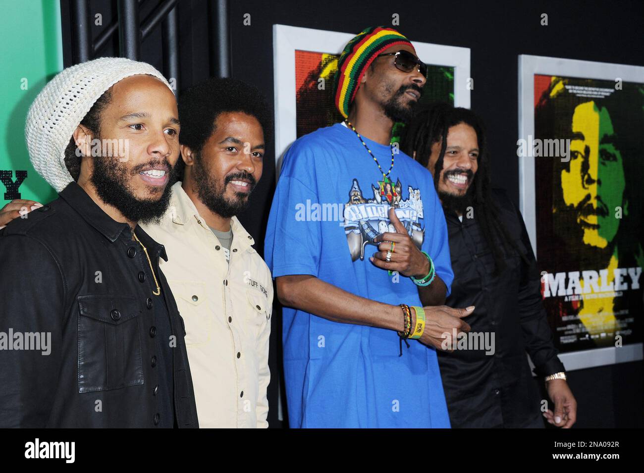 Ziggy Marley, from left, Robert Marley, Snoop Dogg, and Rohan Marley ...