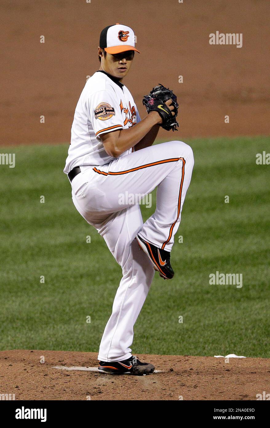 Baltimore Orioles starting pitcher Wei-Yin Chen, of Taiwan, throws ...