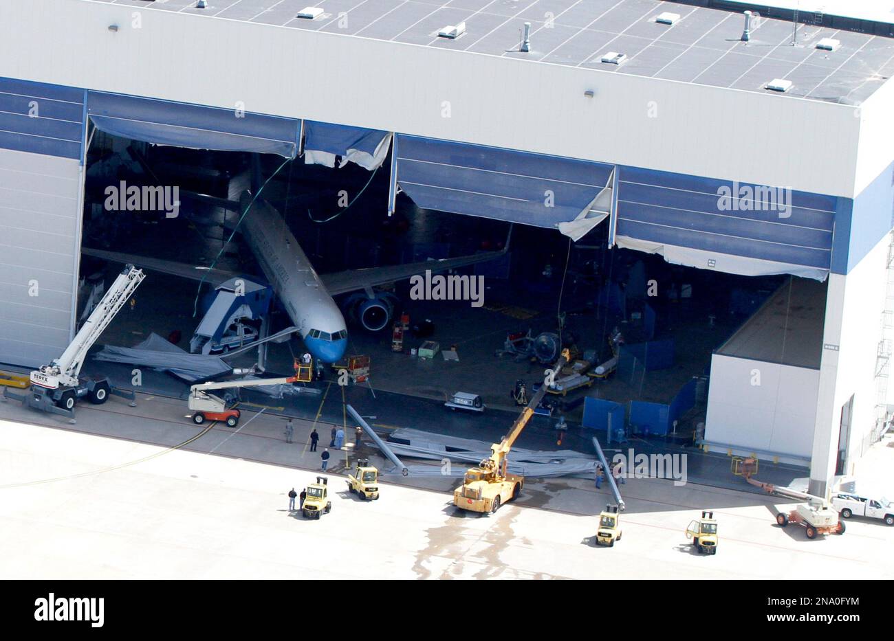 The Boeing Company facility in Wichita, Kan. is damaged Sunday, April ...