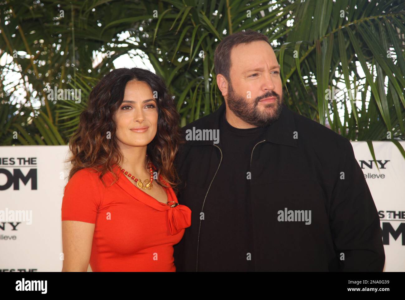 US actor Kevin James, right, and Mexico's actress Salma Hayek, pose for ...