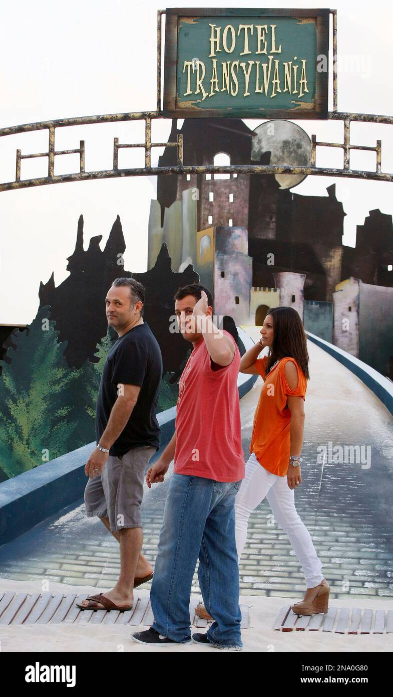US actors Michelle Murdocca, right, Adam Sandler, center, and Russian ...
