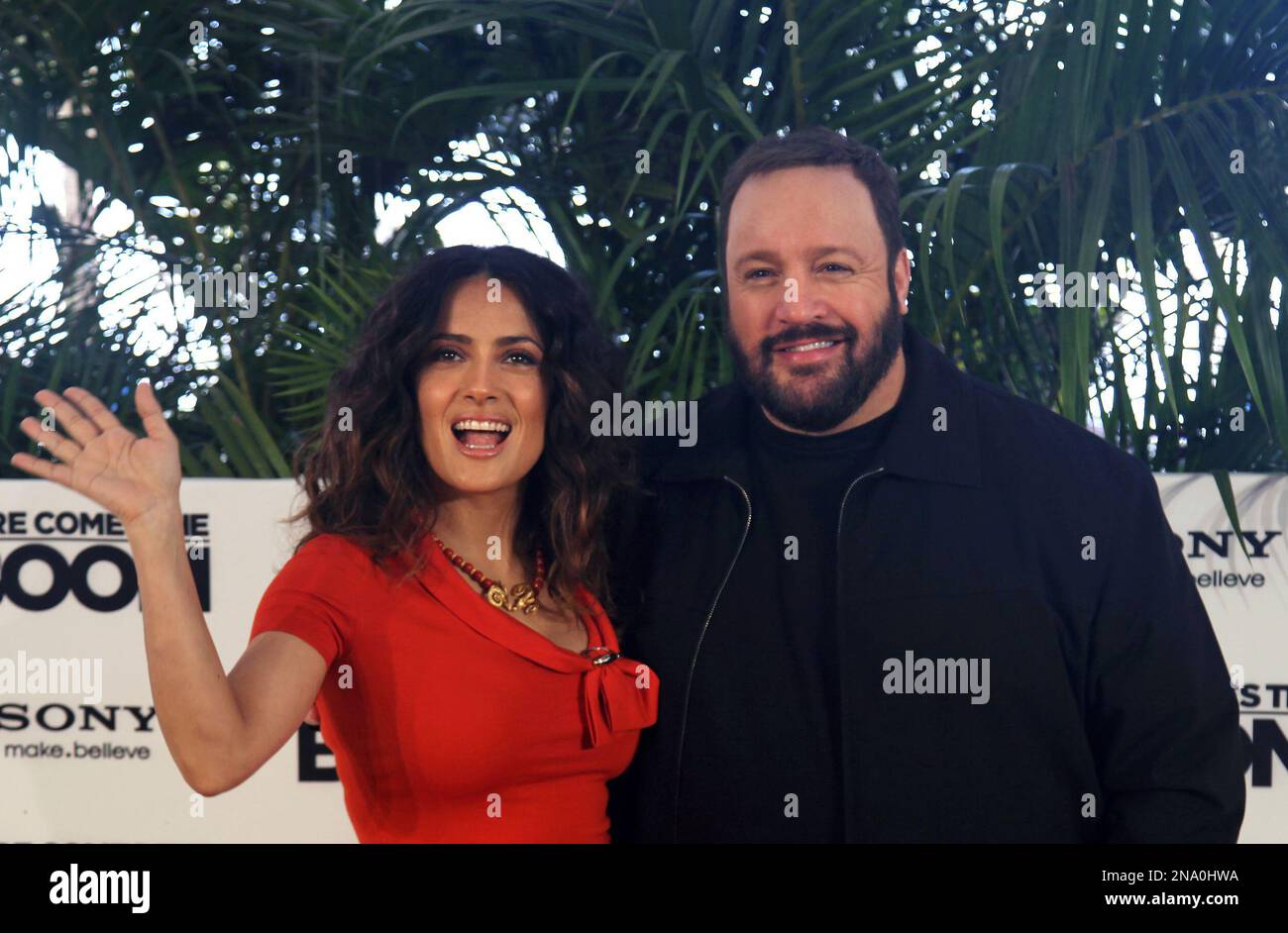U.S. actor Kevin James, right, and actress Salma Hayek of Mexico pose ...