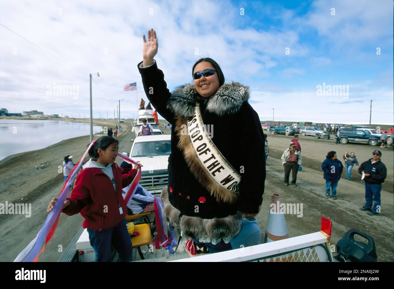 Miss Top of the World 2004 waves during a July 4th parade in Barrow ...