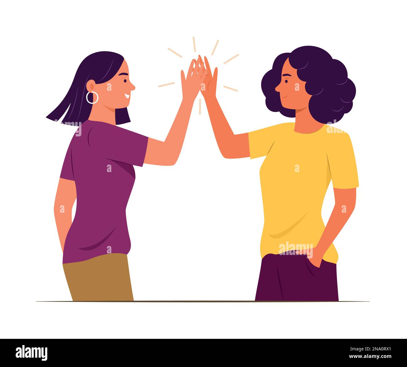 Smart Women Giving High Five for Women Power Concept Illustration Stock ...