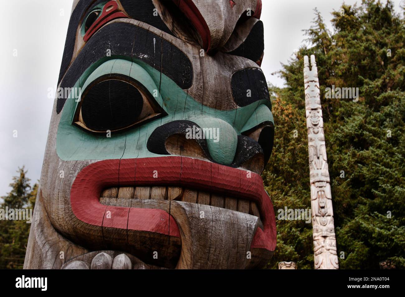 Tlingit totem art in Totem Park of Sitka, Alaska, USA; Sitka, Alaska ...