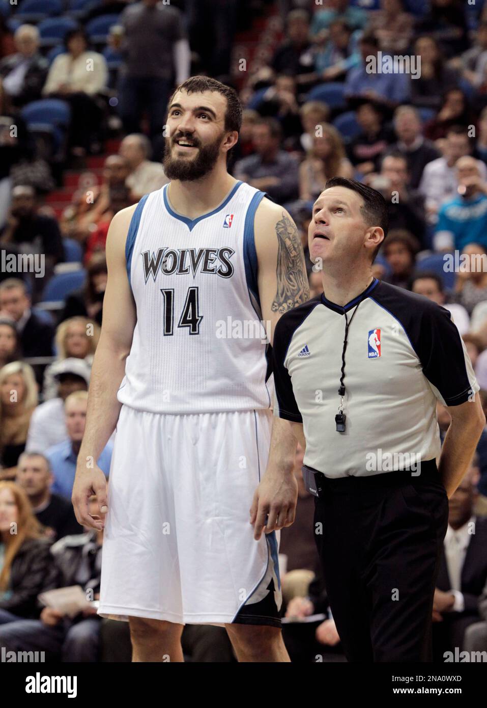 Minnesota Timberwolves center Nikola Pekovic (14) shown in an NBA ...