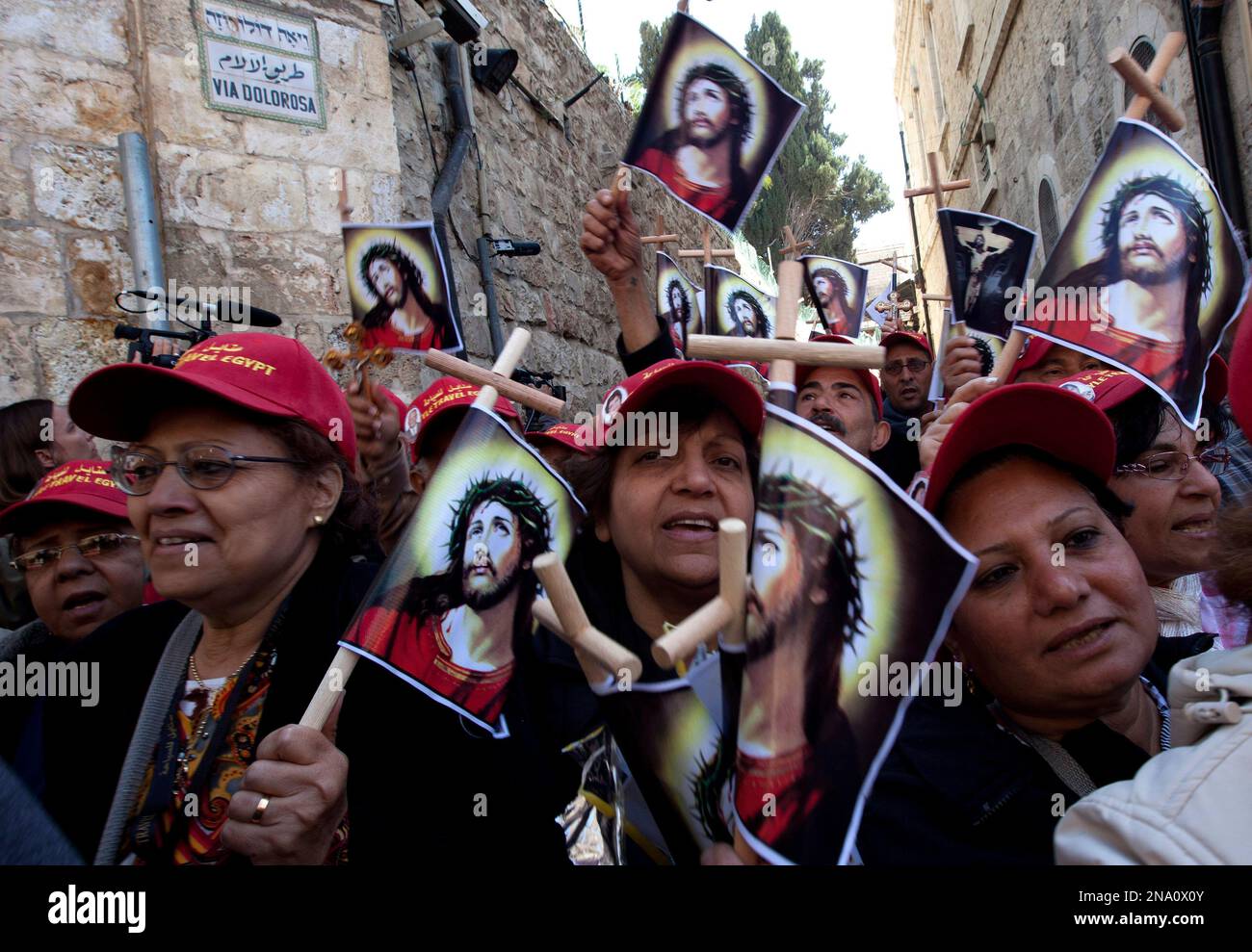 Coptic Christian worshippers gather during the Good Friday processions ...