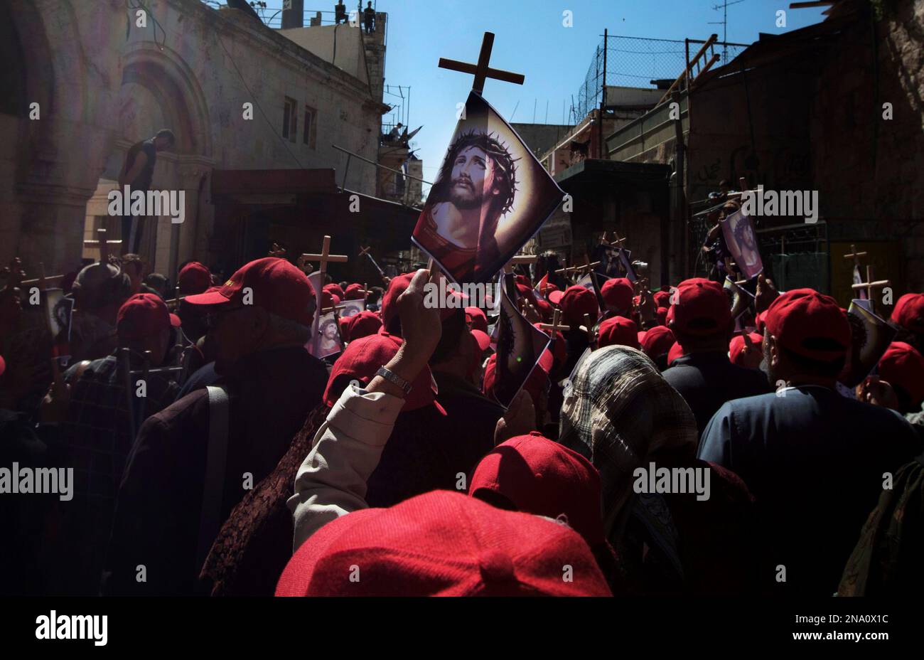 Coptic Christian worshippers gather during the Good Friday processions ...