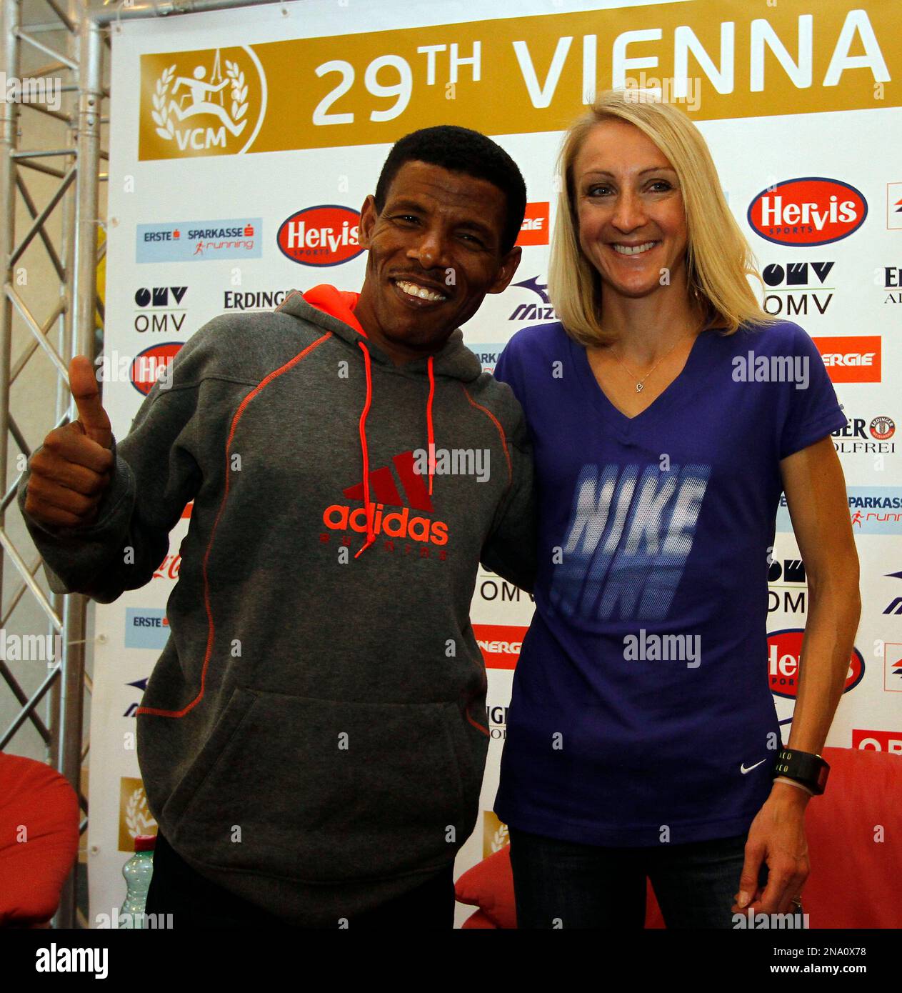 Long distance runners Ethiopia's Haile Gebrselassie and British world ...