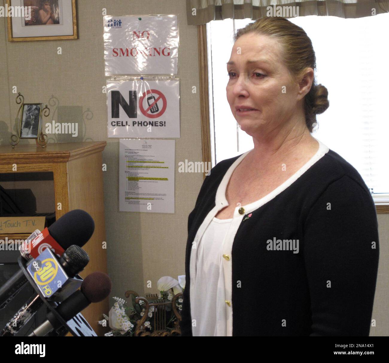 Debra Tate, sister of murdered actress Sharon Tate, speaks at a news ...