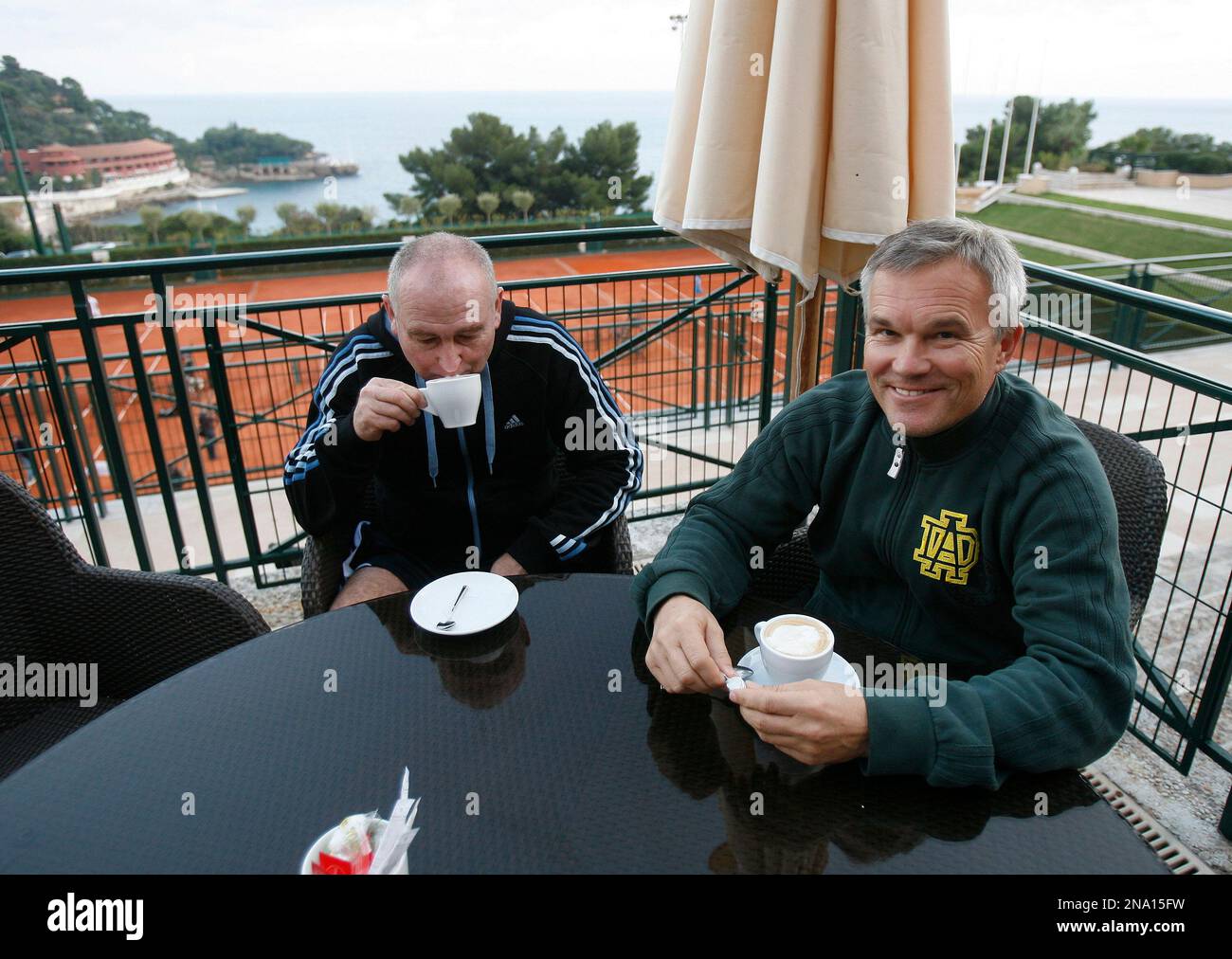 Spanish tennis coach Ricardo Sanchez (left) with Piotr Wozniaki, father ...