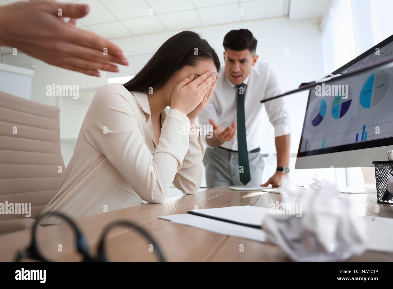 Businesswoman stressing out at workplace in office Stock Photo - Alamy