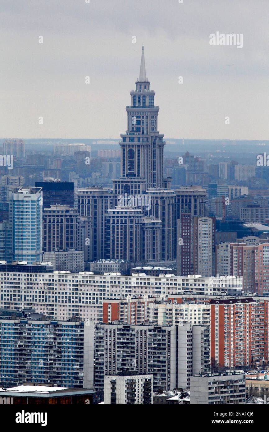 The Triumph Palace skyscraper is seen in a picture done from the top of ...