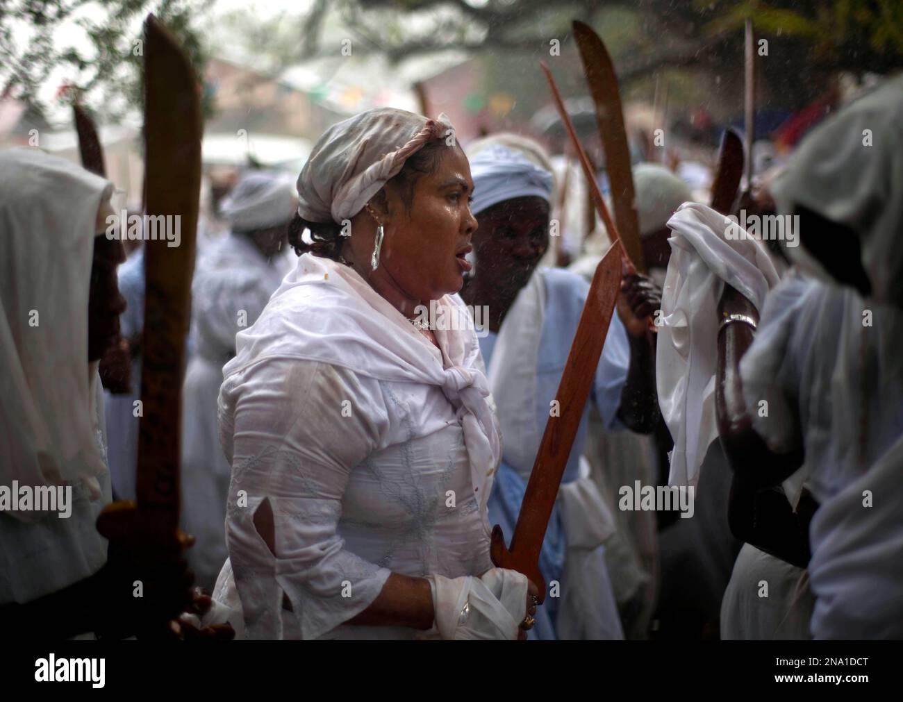 Voodoo believers participate in a Voodoo ceremony in Souvenance, Haiti ...