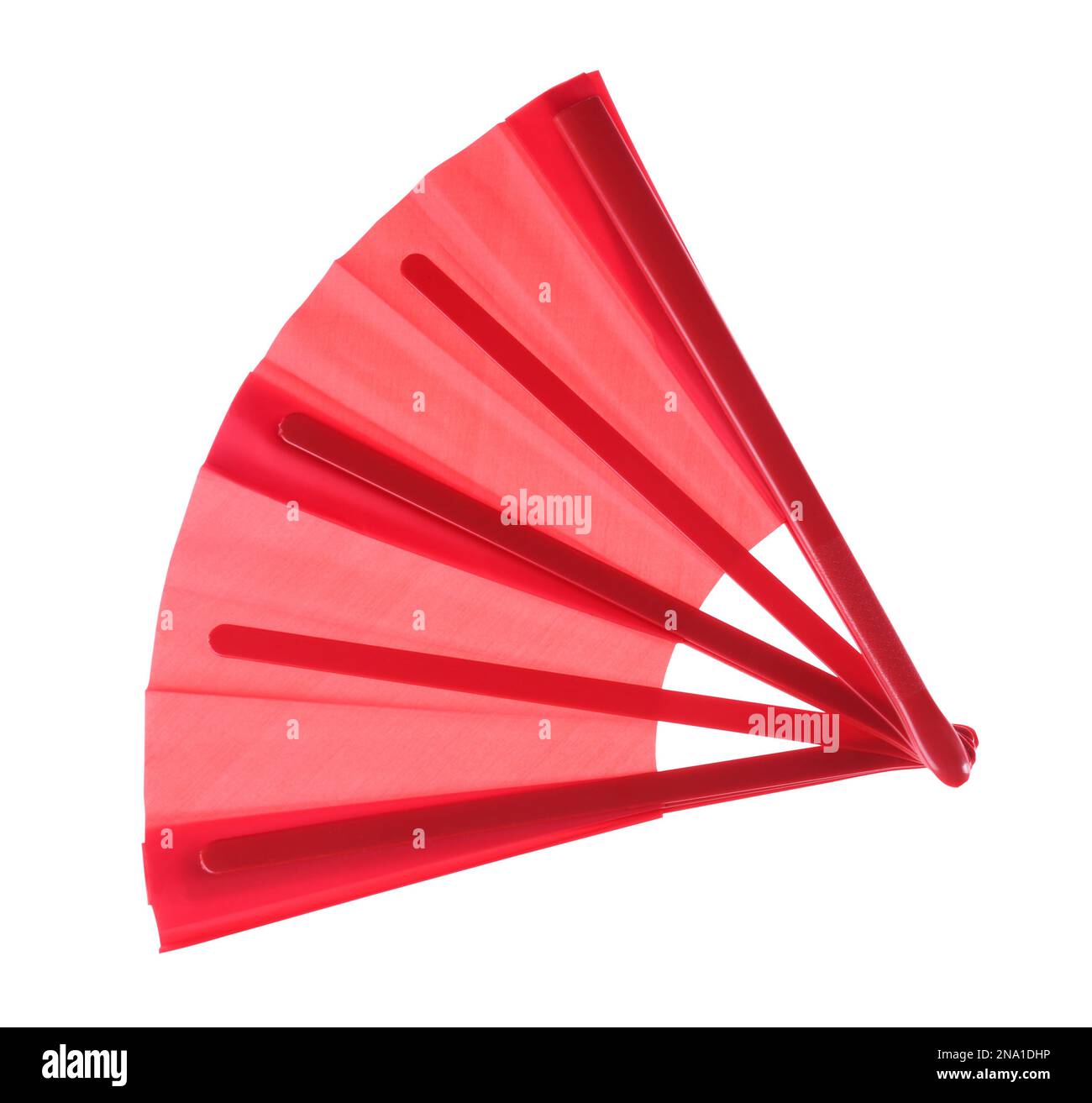 Red hand fan isolated on white, top view Stock Photo - Alamy