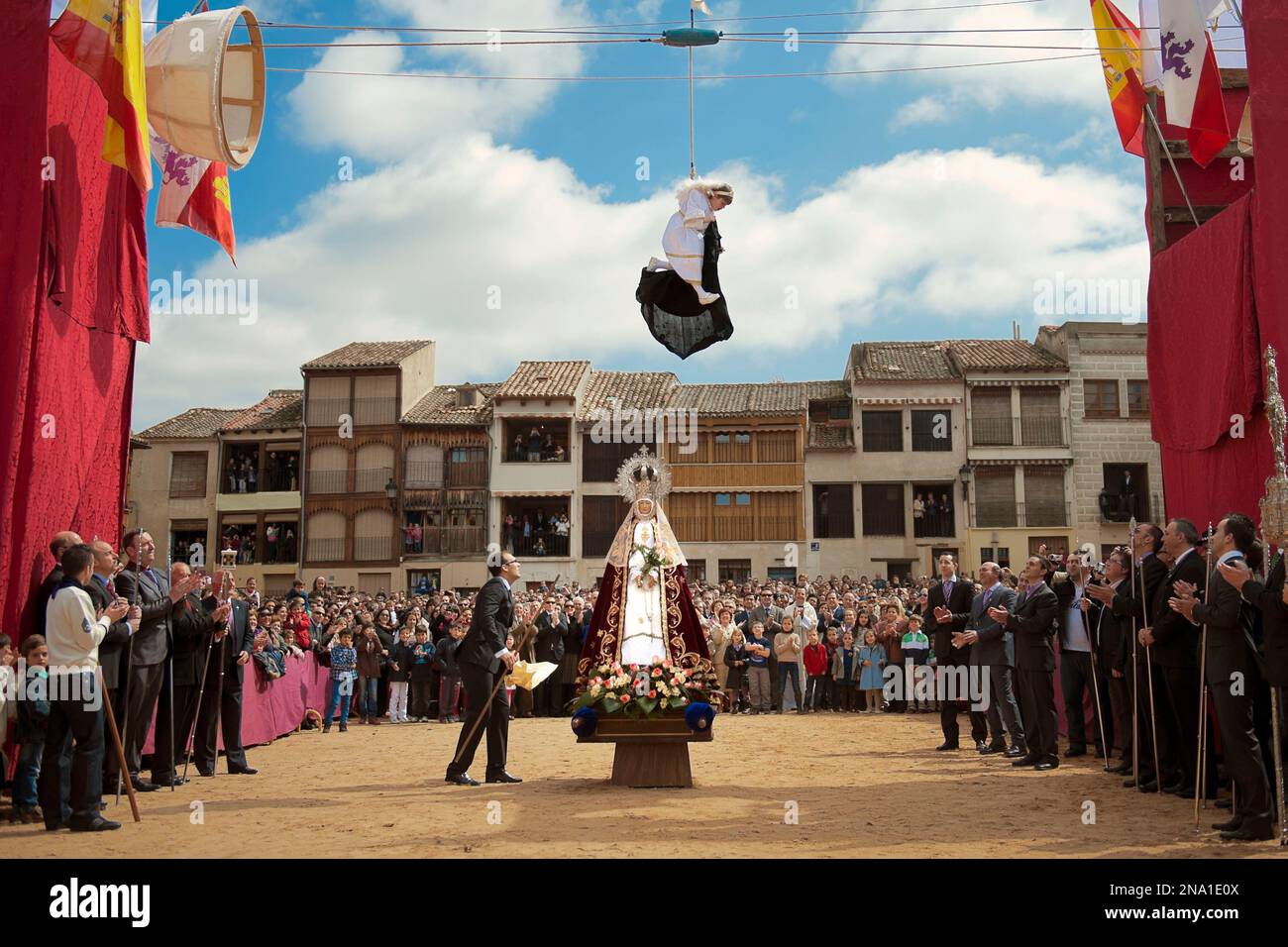 Pablo Leal Requejo plays the role of an angel during the 'Bajada del ...