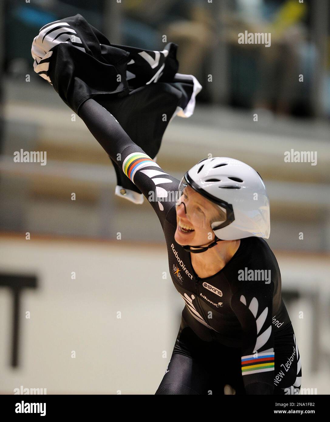 New Zealand's Alison Shanks celebrates winning the women's individual ...