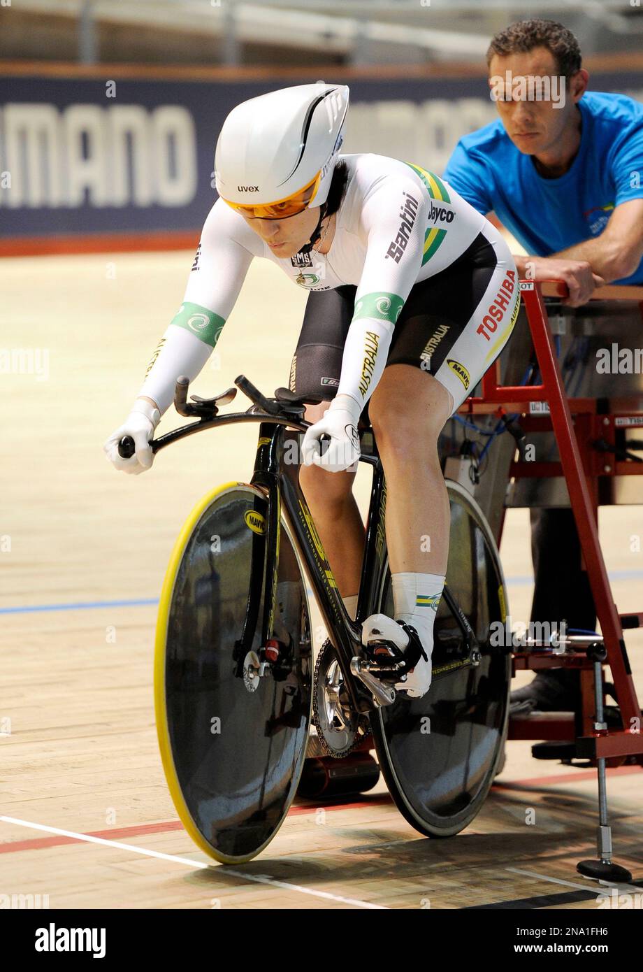 Australia's Anna Meares prepares to start her run in the women's 500 ...