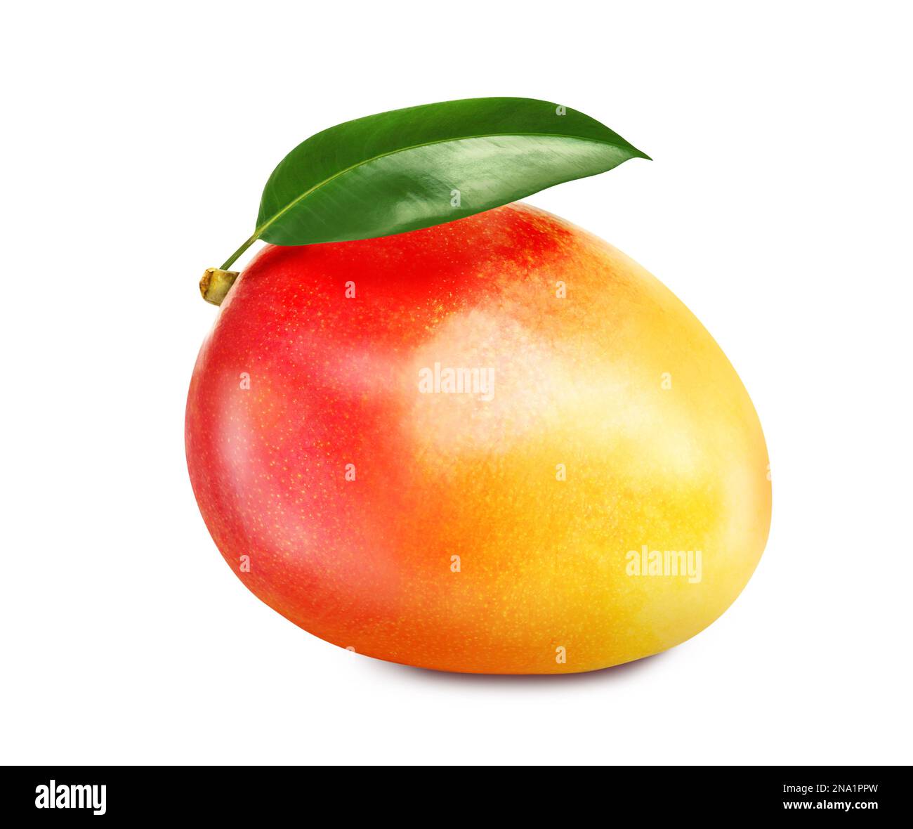 Delicious ripe mango with green leaf isolated on white Stock Photo - Alamy