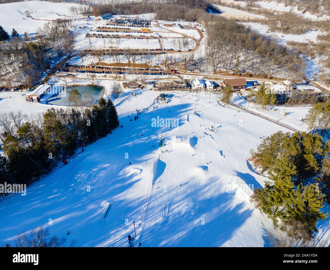 Aerial photograph from Tyrol Basin Ski Area, near Mt. Horeb, Wisconsin ...