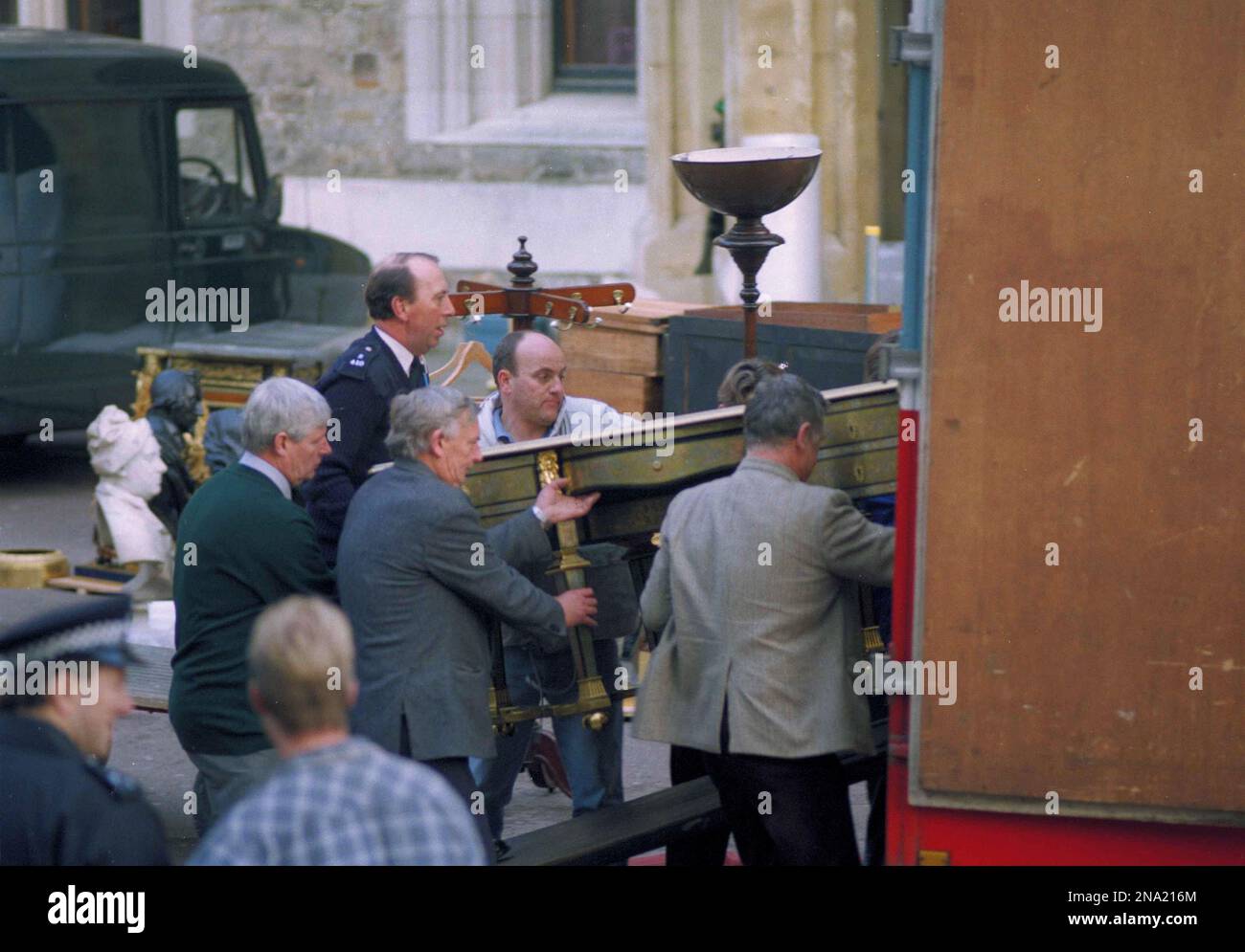 Workmen remove some of the art treasures from Windsor Castle which were ...