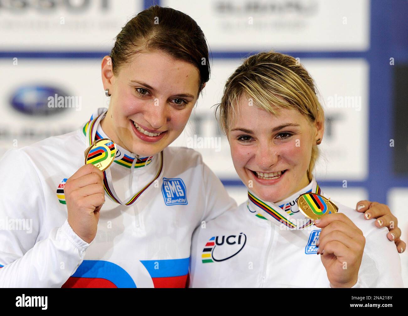 Germany's Miriam Welte, left, and Kritina Vogel celebrate after ...