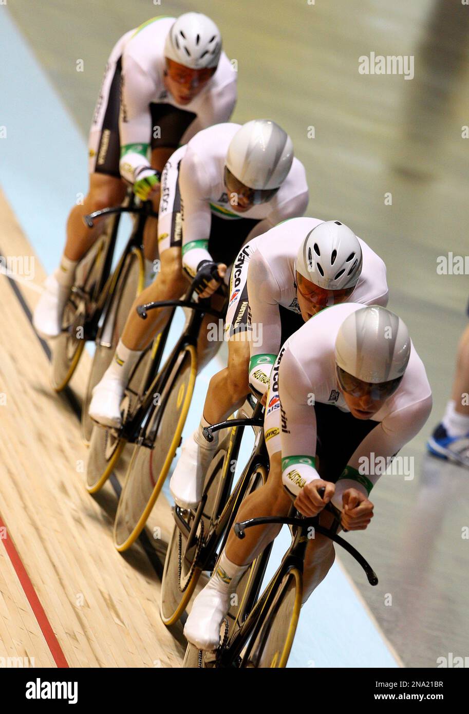 Australia's, front to back, Glenn O'Shea, Rohan Dennis, Jack Bobridge ...