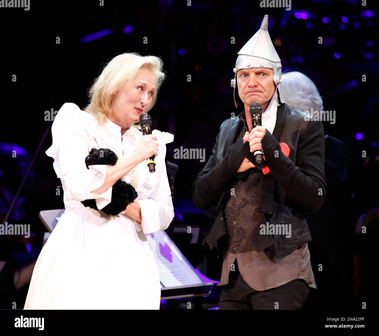 Meryl Streep, left, and Sting perform dressed as characters from The ...