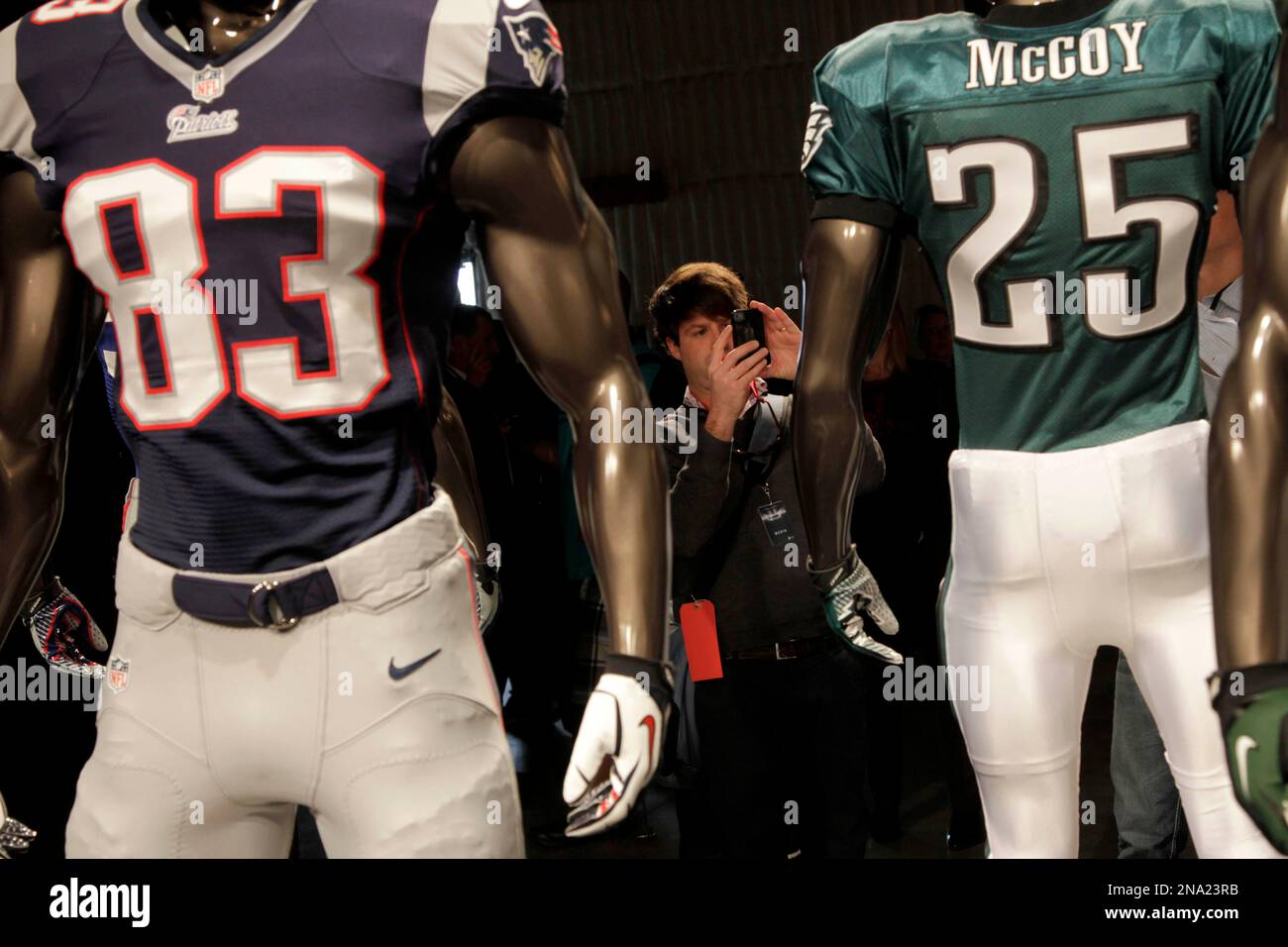 New NFL uniforms are displayed on mannequins during a presentation in ...
