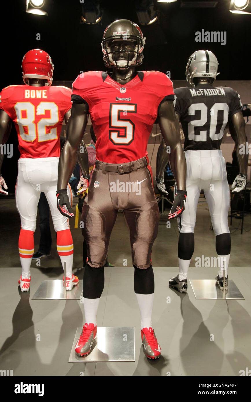 The new Tampa Bay Bucaneers uniform is displayed on a mannequin in New ...